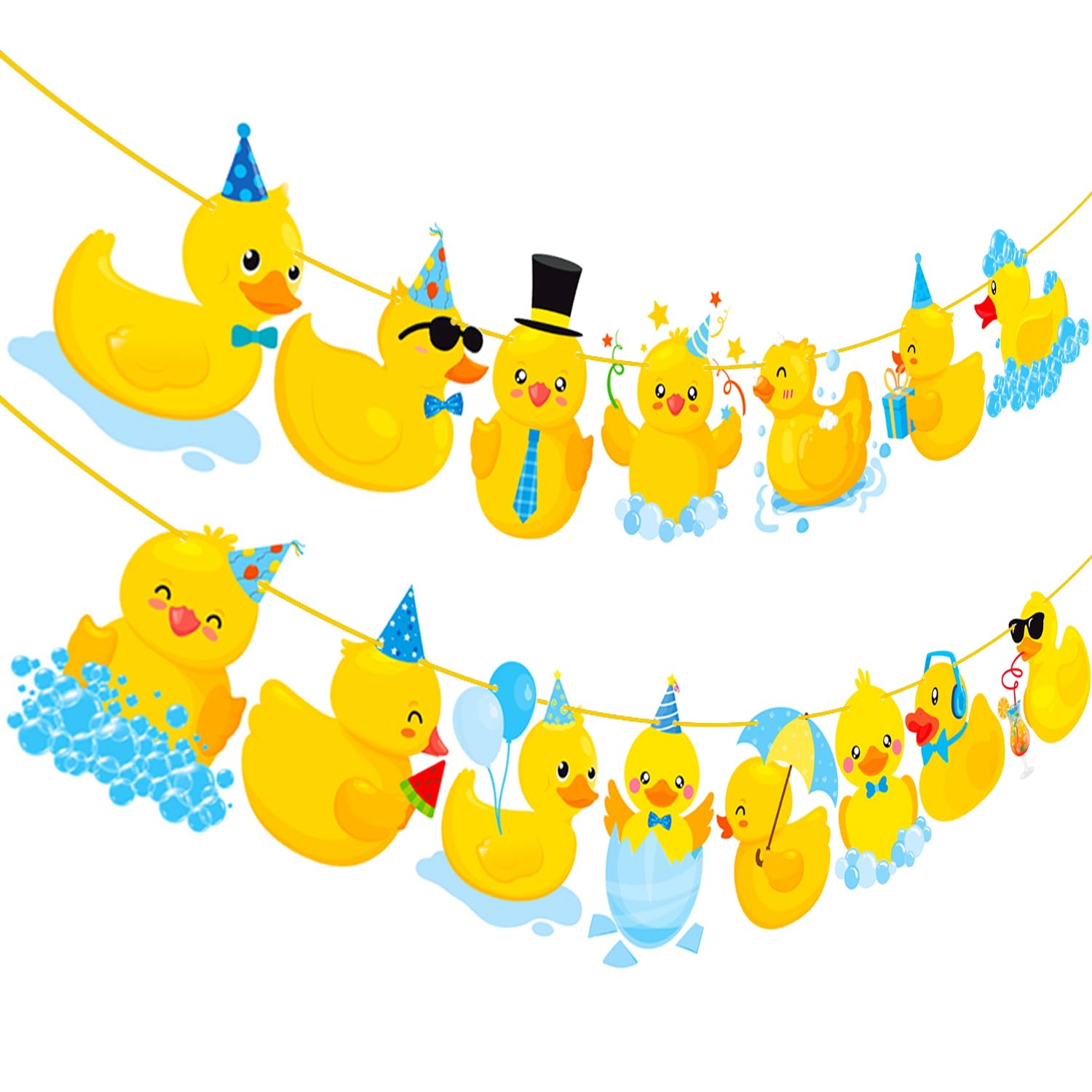 Duck Party Banners 2Pcs Rubber Duck Party Decorations Duck Birthday Party Decorations Duck Cutout Banners for Yellow Rubber Duck Baby Shower Party Supplies