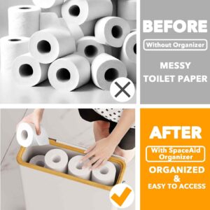 SpaceAid Extra Large Toilet Paper Storage with Lid, Hold up to 24 Regular Rolls or 18 Mega Rolls, Slim Toilet Paper Basket Holder Bin Container, Bathroom Accessories Organizer, White