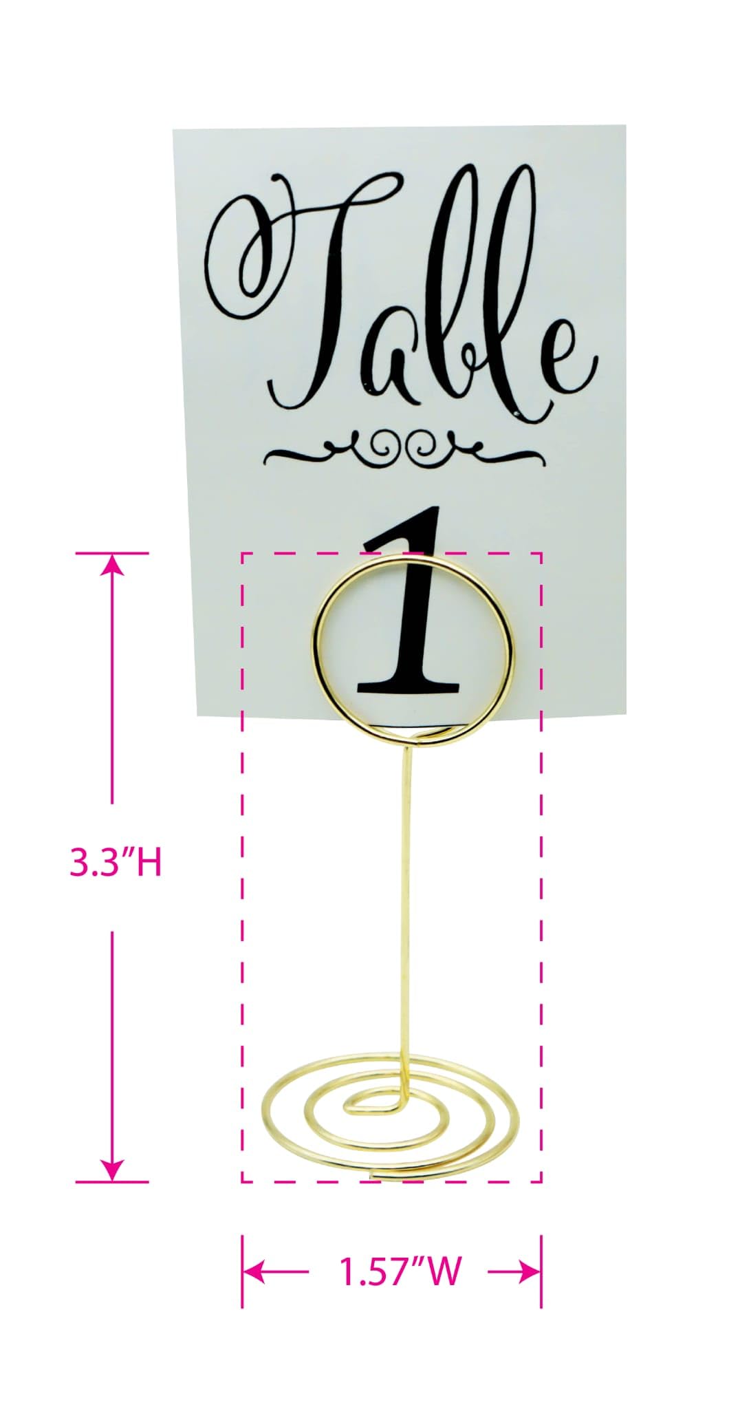 20 Pcs Golden Table Number Holders - Perfect For Weddings, Birthdays, Restaurants and Parties. 3.3 inches Holders with 20 Beautiful Cards (Gold)