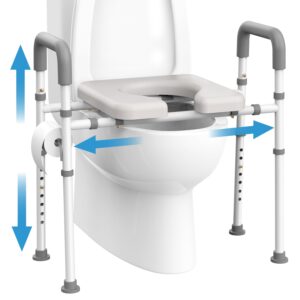 agrish raised toilet seat with handles, fsa/hsa eligible toilet seat risers for seniors - with adjustable height & width, 500lb handicap elevated toilet seat for elderly, fit any toilet