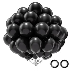 oumuamua 50 pcs black balloons, black party decorations 12 inch black latex balloons for balloon garland arch, halloween birthday baby shower wedding graduation party decorations favors