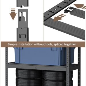 5-Tier Adjustable Metal Storage Shelves,Heavy Duty 1750 lbs Capacity Shelving,Waterproof Rust-Resistant Tool-Free Assembly Multi-Functional Garage Shelves Utility Shelf Rack 15.75"Dx31.5"Wx72"H