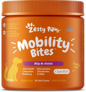 generic mobility bites for dogs, hip and joint, all ages, duck, 90 soft chews, 12.7 oz (360 g), neutral