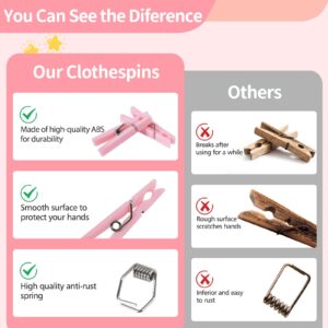 100PCS Baby Shower Clothespin Games Mini Pink Clothes Pins 1.4 inch for Party Decorations(Pink)