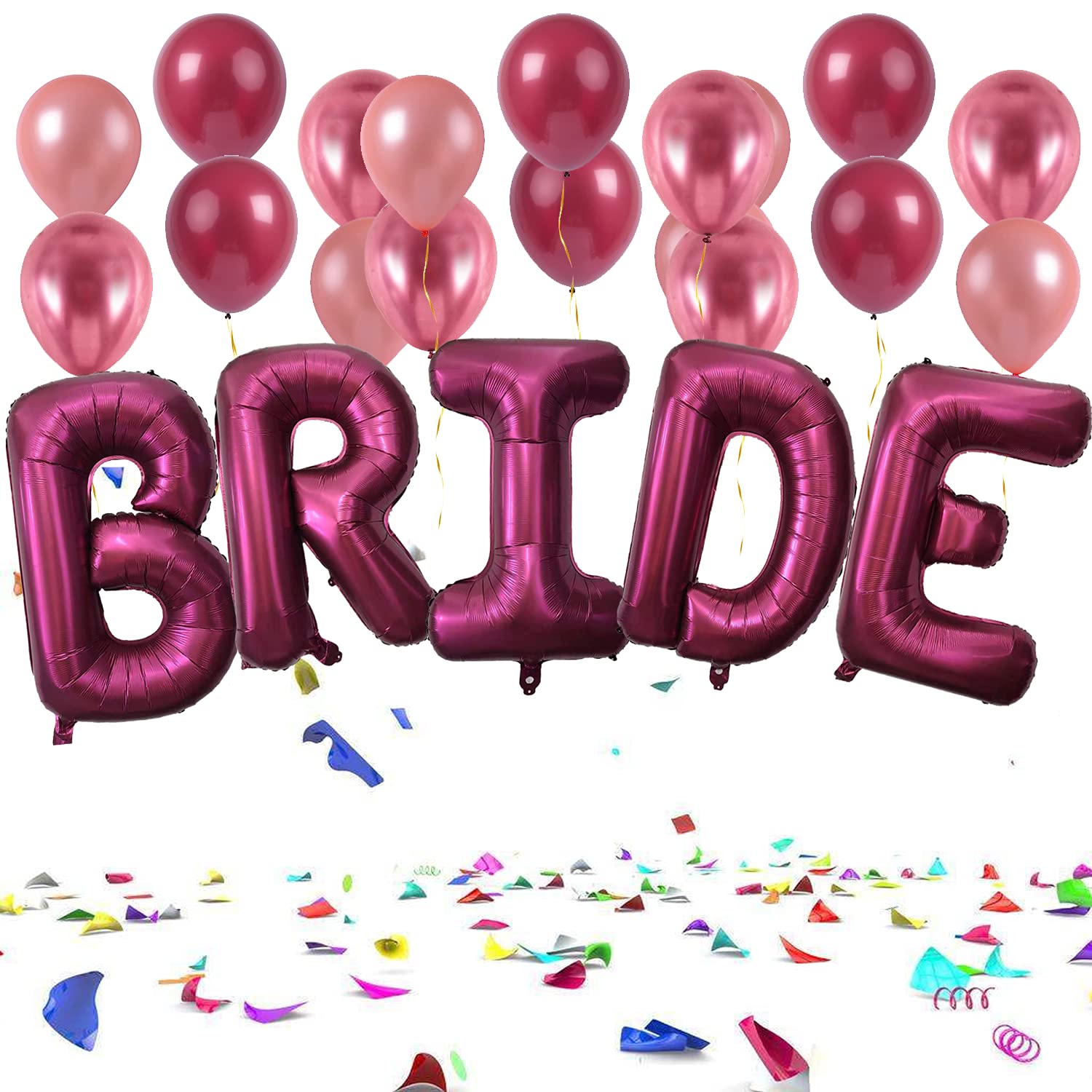 Bride Balloons Burgundy Rose Gold Giant Helium Foil Balloons, 32 inches (Burgundy)