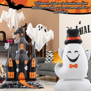 4 Pieces Inflatable Standing Halloween Foil Balloons Inflatable Standing Spooky Castle Pumpkin Black Cat Maylar Foil Balloon for Day of The Dead Horror Halloween Party Decorations