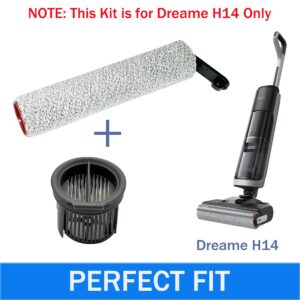 Brush Rollers and Filters Replacement Compatible with Dreame H14 Vacuum Cleaner- 2 Brush Rollers + 2 Vacuum Filters + 1 Cleaning Tool