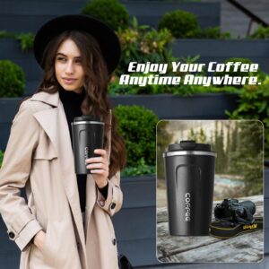 Travel coffee mugs spill-proof and leak-proof, reusable coffee cups with lids, stainless steel vacuum thermos coffee tumblers,thermal insulation cups for men and women hot & cold drinks