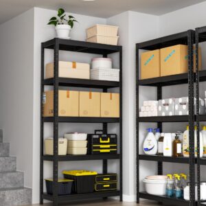 5-Tier Adjustable Metal Storage Shelves,Heavy Duty 1750 lbs Capacity Shelving,Waterproof Rust-Resistant Tool-Free Assembly Multi-Functional Garage Shelves Utility Shelf Rack 15.75"Dx31.5"Wx72"H