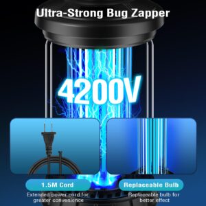 Bug Zapper Outdoor Mosquito Repellent Outdoor Patio Mosquito Zapper 4200V Indoor Fly Trap Mosquito Repellent Mosquito Trap Killer for Home, Patio, and Backyard