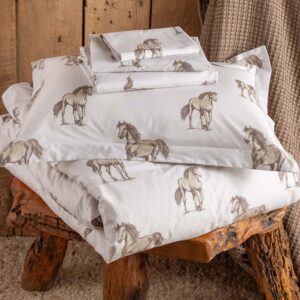 Rod's – Easy Rider Horse (Duvet Cover Set) - Western – Tan Brown White - 3 Piece King Duvet Set - Duvet (106x94) - 2 King Shams (20x36) - Cotton