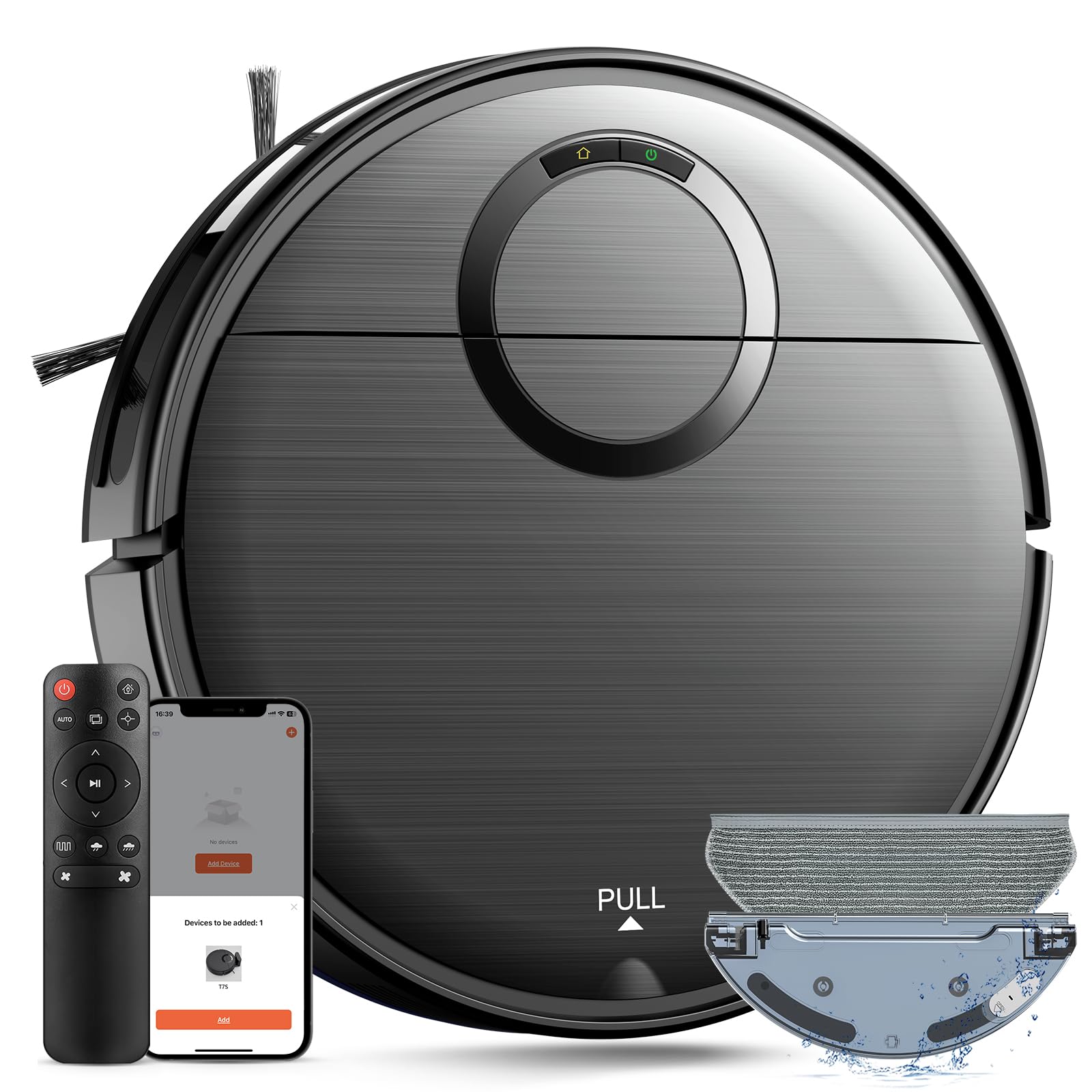 Robot Vacuum and Mop Combo, 2 in 1 Mopping Robot Vacuum Cleaner with Schedule, Wi-Fi/App/Remote, 2000Pa Max Suction, Self-Charging Robotic Vacuum, Slim, Ideal for Hard Floor, Pet Hair, Low-Pile Carpet