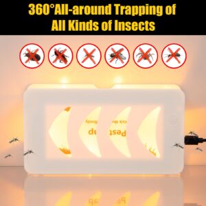 Flea Traps for Inside Your Home, Flea Trap with Adjustable Light Modes & 4 Flying Insect Trap Sticky Refill Pads, Pest Trapper for Fleas, Flies, Mosquitoes (2, White)