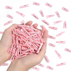 100pcs baby shower clothespin games mini pink clothes pins 1.4 inch for party decorations(pink)