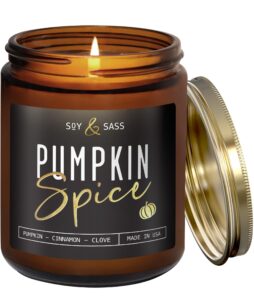 pumpkin spice candle, fall candles - 'pumpkin spice' pumpkin candle, autumn scented soy candles for home, fall scented candles for home, fall home décor, 9oz reusable jar, 50hr burn, made in usa