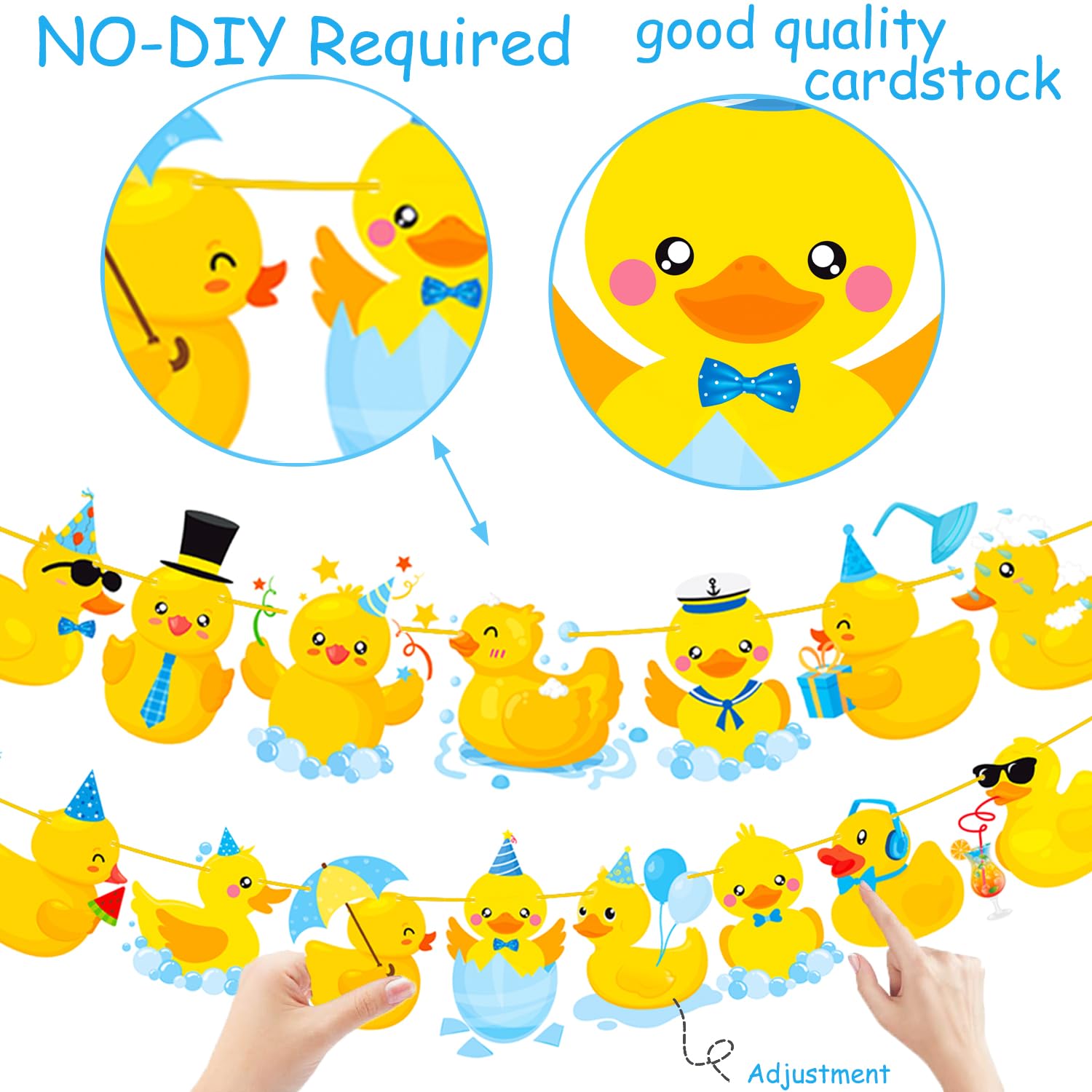 Duck Party Banners 2Pcs Rubber Duck Party Decorations Duck Birthday Party Decorations Duck Cutout Banners for Yellow Rubber Duck Baby Shower Party Supplies