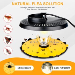 Flea Trap, Sticky Flea Traps for Inside Your Home, Odorless Non-Toxic Natural Flea Killer Trap with 10 Sticky Discs & 4 Bulbs, Pest Control for Home, Safe for Children Pet Dog Cat(2 Pack Black)