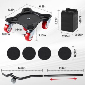 Furniture Dolly Upgrade Large, Furniture Movers with 5 Wheels Rubber Universal (360° Rotatable), 3300lbs/1500kg Load Capacity Moving Dolly & Furniture Lifter Tool, Carbon Steel Panel Heavy Duty Dolly