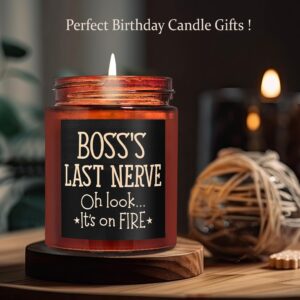 Briojoy Gifts for Boss - Boss's Last Nerve Candle - Best Boss Candle Gifts for Women Men - Relaxing Gift for Her Him - Funny Birthday Gifts for Coworker Female Boss Lady - Natural Soy Candle for Home