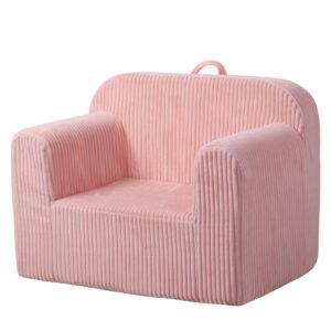 getifun foam kids sofa, kids armchair with carrying handle, comfy toddler sofa couch,soft toddler armchair for boys and girls (pink)