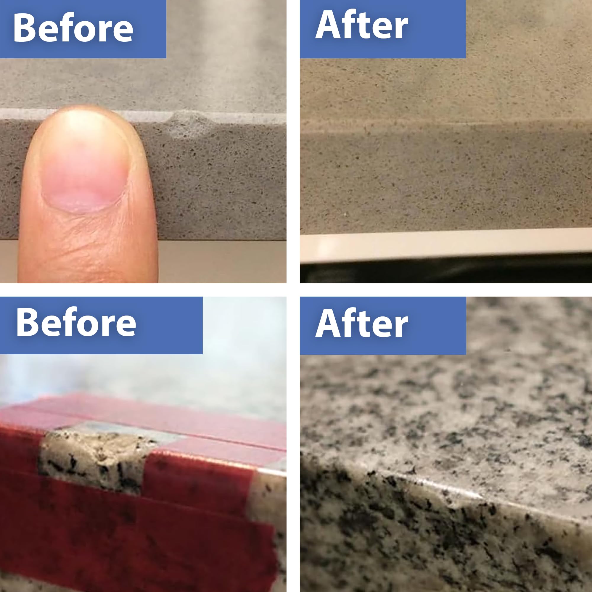 Clear - Upgraded Quartz Countertop Repair Kit - Granite Repair Kit - Chip Repair Kit for Quartz, Granite, Marble, Corian, Porcelain, Acrylic, Edge Chips and More - HIMG Surface Repair