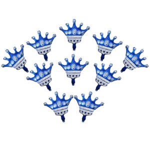 10pcs blue silver mini crown balloon for anniversary wedding birthday aluminum foil balloons bridal shower party decorations for woman girl