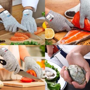 Oyster Shucking Knife Set , Oyster Knife Opener 2 Stainless Steel Oyster Knifes and 1 Pair Cut Resistant Gloves Oyster Opener Kit Oyster Opener with Wood-Handle Stainless Steel for Clam Shellfish and Seafood