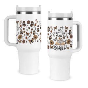 shoprotik gifts for book lovers, cool bookish merch & gifts for book lovers, women readers, book tumbler/mug, club accessories(just one more chapter cup)