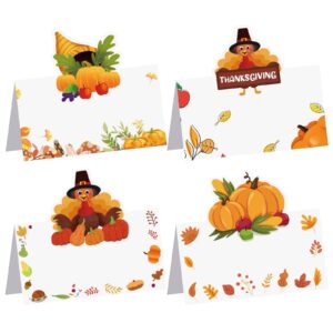 thanksgiving table place cards turkey tent name cards 24 pcs guest thanksgiving food label fall party supplies