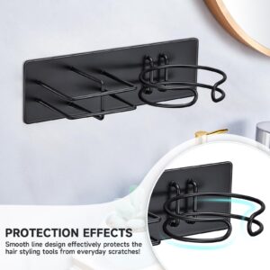 Hair Dryer Holder Wall Mount, Hair Straightener Holder Hairdryer Holder for Bathroom, Blow Dryer Holder Black, Hair Tool Organizer, Stainless Steel Hair Dryer and Curling Iron Holder for Vanity Salon