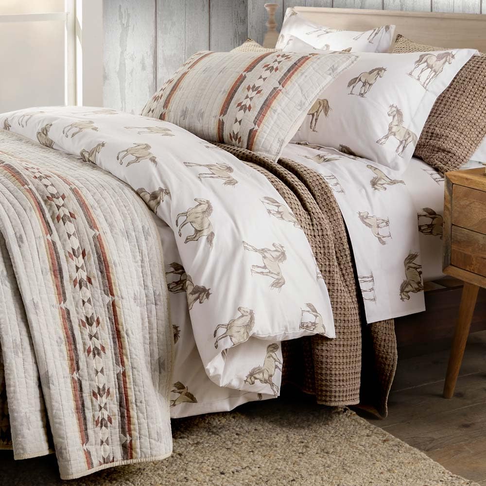 Rod's – Easy Rider Horse (Duvet Cover Set) - Western – Tan Brown White - 3 Piece King Duvet Set - Duvet (106x94) - 2 King Shams (20x36) - Cotton