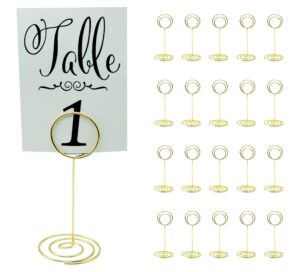 20 pcs golden table number holders - perfect for weddings, birthdays, restaurants and parties. 3.3 inches holders with 20 beautiful cards (gold)