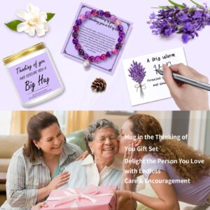 Get Well Soon Gifts for Women, Thinking of You Gifts for Women After Surgery Recovery, Lavender Scented Candle, Thoughtful Gifts Feel Better Cheer Up Gifts for Women with Bracelet & Greeting Card