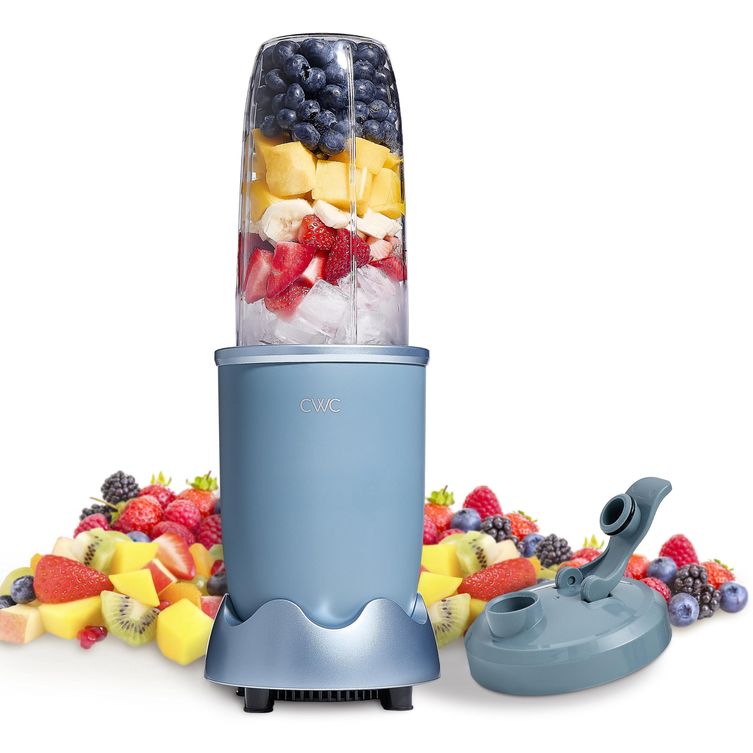 COOK WITH COLOR Personal Power Blender 600W, 24oz Capacity, BPA-Free Jar, Ice-Crushing Blades, Ideal for Smoothies & More, Anti-Slip Feet, Easy to Clean, Slate Blue