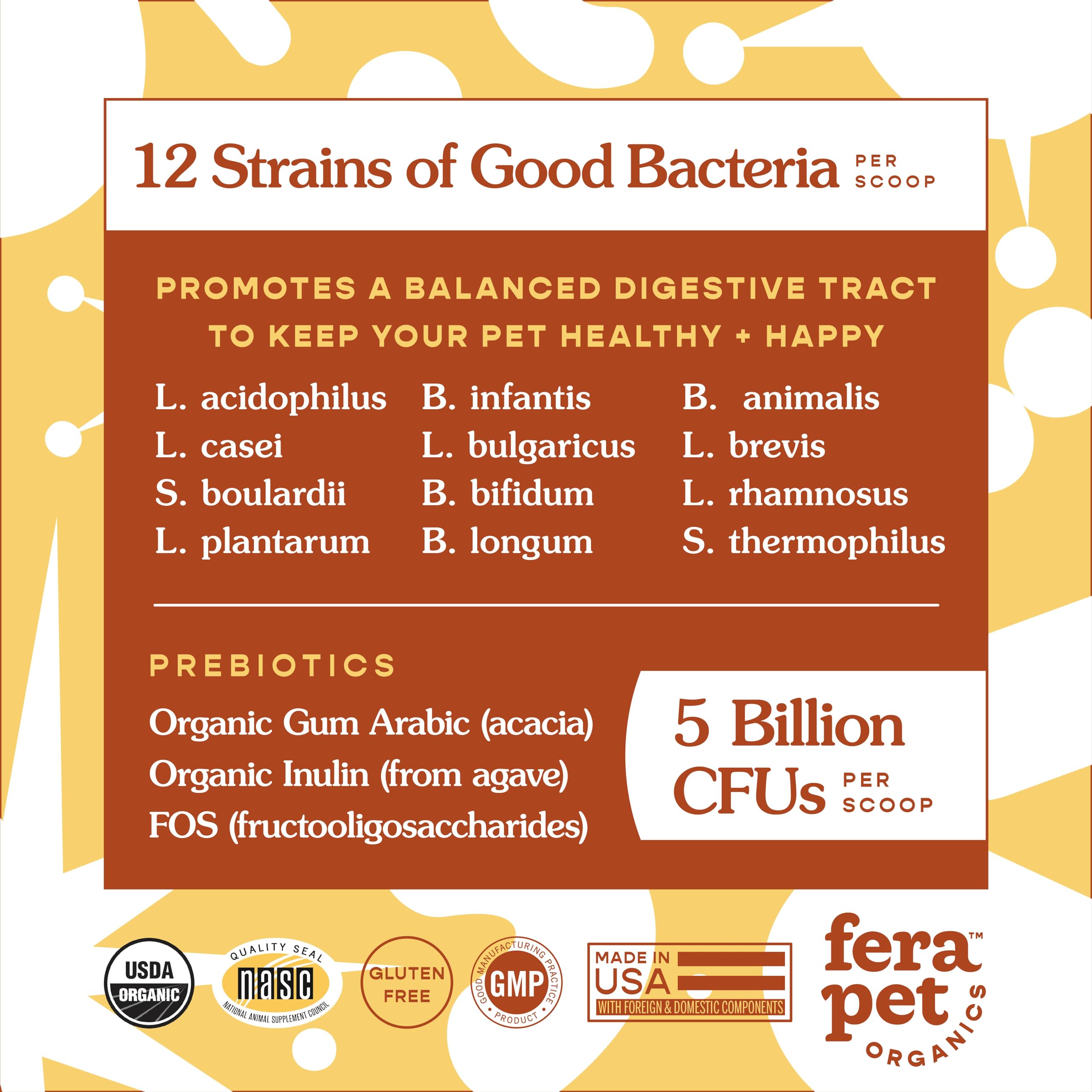 Fera Pets Probiotic & Postbiotic Bundle for Dogs & Cats – Organic Probiotics with 12 Strains, Prebiotics, Oregano, Thyme & Tynagen for Digestive and Immune Support – 60 Servings & 120 Servings