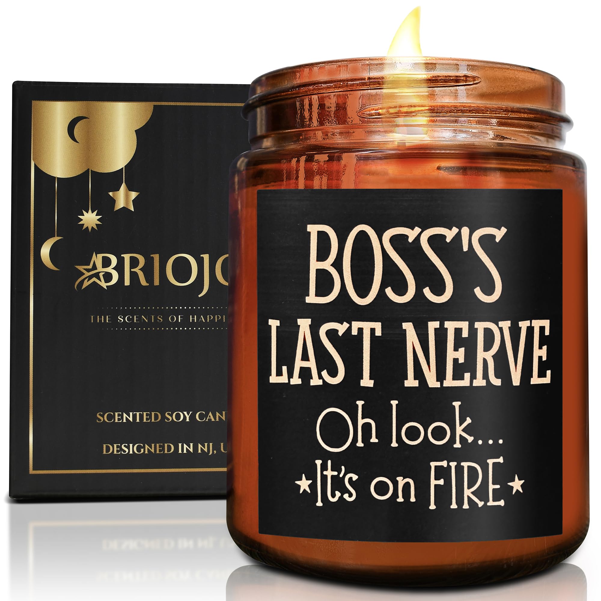 Briojoy Gifts for Boss - Boss's Last Nerve Candle - Best Boss Candle Gifts for Women Men - Relaxing Gift for Her Him - Funny Birthday Gifts for Coworker Female Boss Lady - Natural Soy Candle for Home