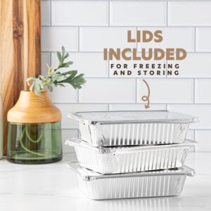 PLASTICPRO 10 Pack Aluminum Pans 6.5'' x 9" Disposable Pans with Covers Heavy Duty 2.25 lb Foil Pans for Baking and Cooking