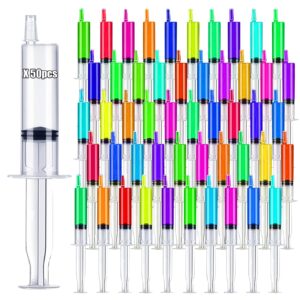 50 pack jelly shot syringes, 20ml reusable christmas party syringes for jelly shot, durable plastic shot glasses for thanksgiving bachelorette birthday parties