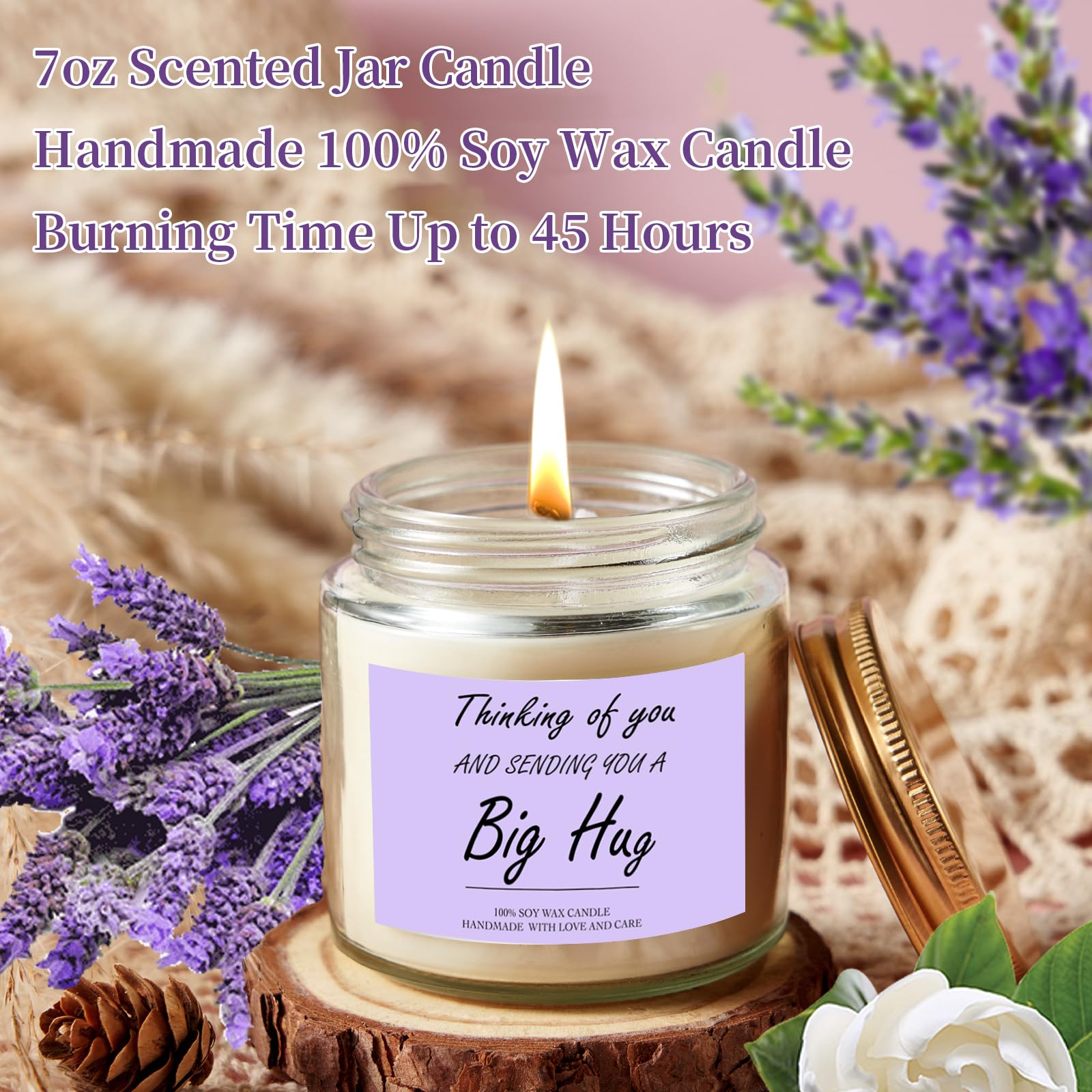 Get Well Soon Gifts for Women, Thinking of You Gifts for Women After Surgery Recovery, Lavender Scented Candle, Thoughtful Gifts Feel Better Cheer Up Gifts for Women with Bracelet & Greeting Card