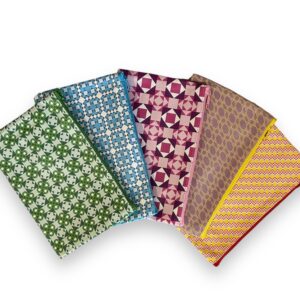 Built Quilt Quilt Patterned Pencil Pouches, Set of 5, Various Quilt Patterns, Printed Cotton Pouches, Make Up Pouches, Zippered Pouches, 8.27 in x 5.31 in (Quilt Jazz)