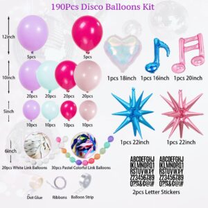 190pcs Pink, Purple，Blue Balloon Garland Heart Star Balloons, Custom Friendship Bracelet Banner For In My Birthday Era Themed Decorations Princess Music Birthday Photo Backdrop Tour Graduation Parties