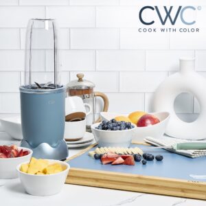 COOK WITH COLOR Personal Power Blender 600W, 24oz Capacity, BPA-Free Jar, Ice-Crushing Blades, Ideal for Smoothies & More, Anti-Slip Feet, Easy to Clean, Slate Blue