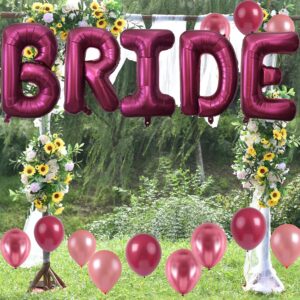 Bride Balloons Burgundy Rose Gold Giant Helium Foil Balloons, 32 inches (Burgundy)