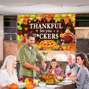 Friendsgiving Party Decorations, Thankful for You Banner for Happy Thanksgiving Party Decor, Friends Giving Party Wall Backdrop, Friendsgiving Sign Office Decorations Indoor