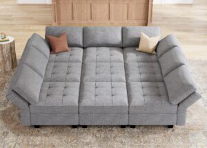 honbay modular sectional sofa with storage modular couch with chaise for living room convertible 9 seater sectional couch light grey