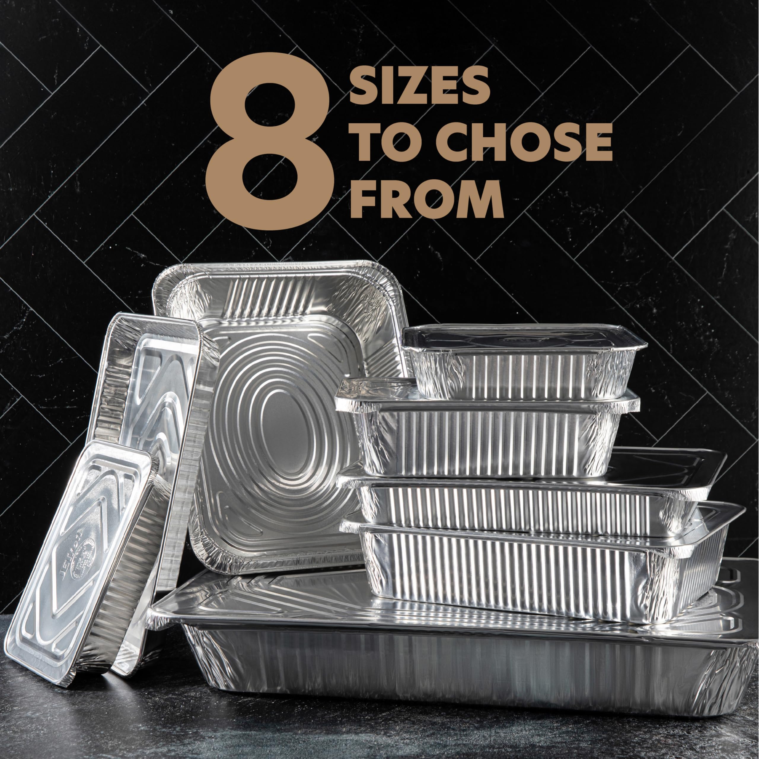 PLASTICPRO 10 Pack Aluminum Pans 6.5'' x 9" Disposable Pans with Covers Heavy Duty 2.25 lb Foil Pans for Baking and Cooking