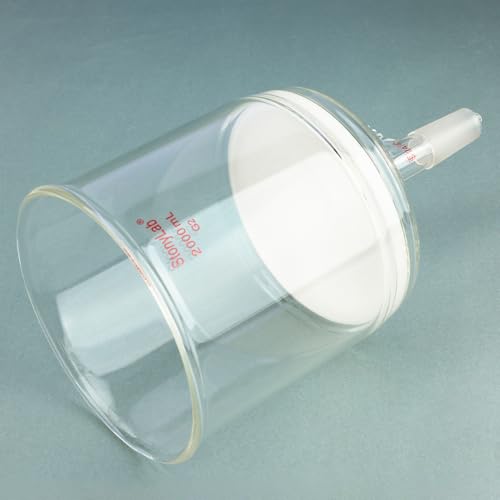 StonyLab Borosilicate Glass Buchner Filtering Funnel 1000ml with Medium Frit(G2), 155mm Inner-Diameter,145mm Depth, with 24/40 Standard Taper Inner Joint and Vacuum Serrated Tubulation (2000ml)