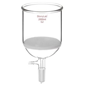 stonylab borosilicate glass buchner filtering funnel 1000ml with medium frit(g2), 155mm inner-diameter,145mm depth, with 24/40 standard taper inner joint and vacuum serrated tubulation (2000ml)