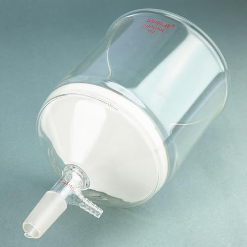 StonyLab Borosilicate Glass Buchner Filtering Funnel 1000ml with Medium Frit(G2), 155mm Inner-Diameter,145mm Depth, with 24/40 Standard Taper Inner Joint and Vacuum Serrated Tubulation (2000ml)