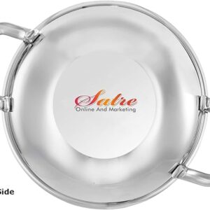 Satre Online and Marketing Stainless Steel Triply Kadhai Honeycomb, Nonstick, Two Sided Handel, Induction Base, Size No. 12